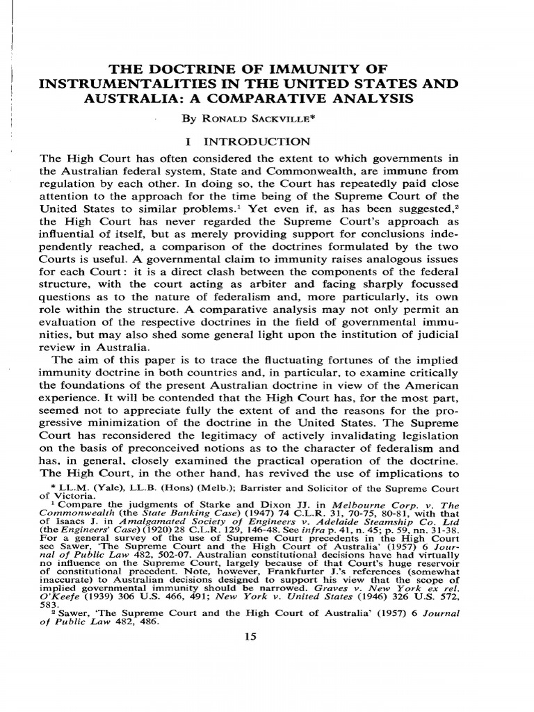 The Doctrine of Immunity of Instrumentalities in The United States and ...
