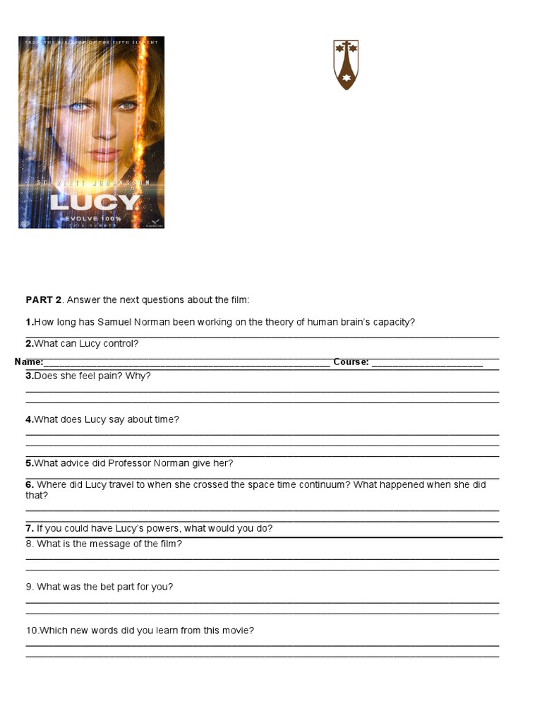 Movie Worksheet Lucy Video Movie Activities - 114141 | PDF