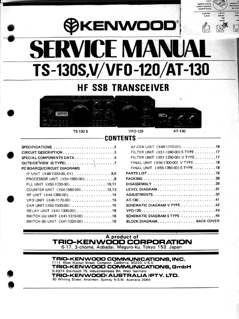 TS-130 Service Manual PDF | PDF