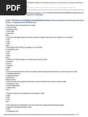 Automobile engineering mcq store