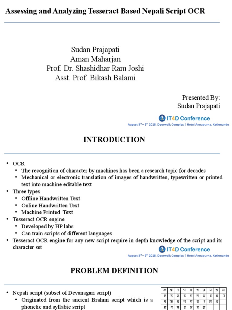 Sudan Prajapati Aman Maharjan Prof. Dr. Shashidhar Ram Joshi Asst. Prof ...