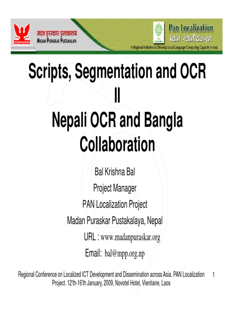 Scripts, Segmentation and OCR II Nepali OCR and Bangla Collaboration | PDF | Optical Character ...