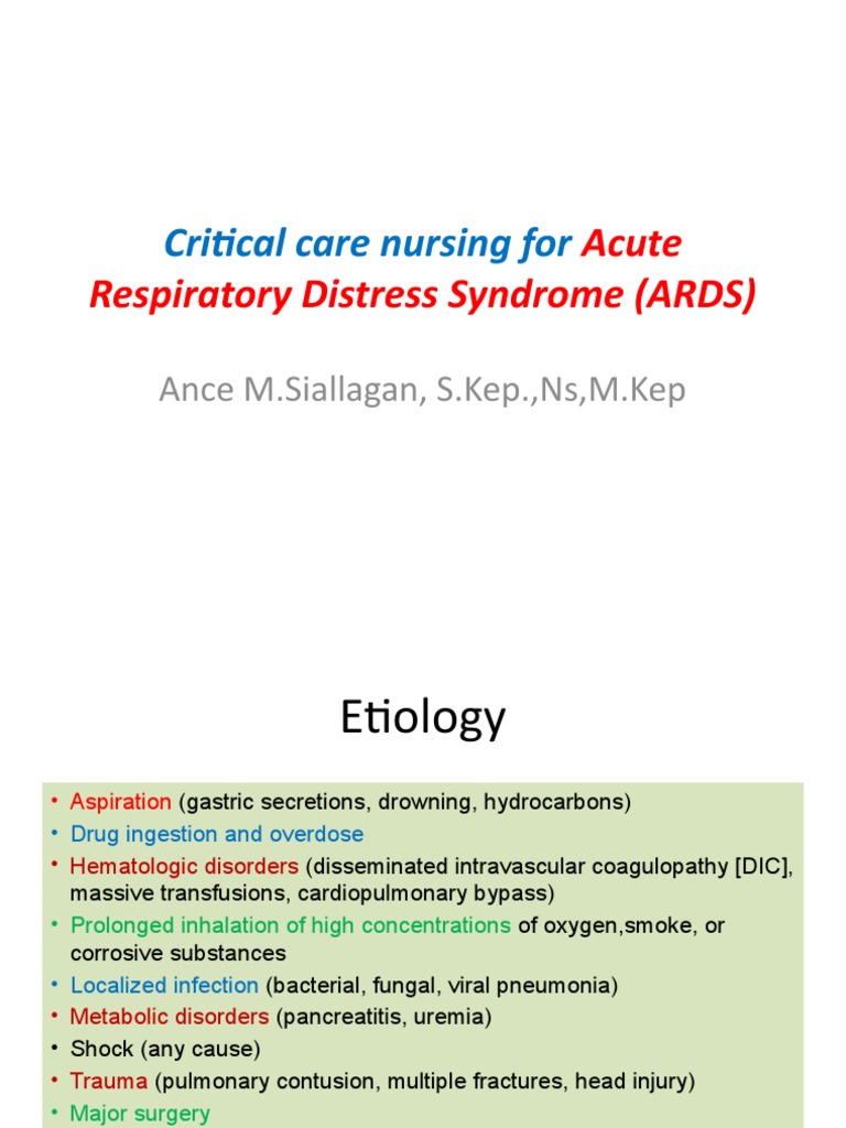 Critical Care Nursing For ARDS | PDF | Diseases And Disorders ...