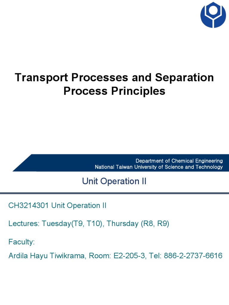 Transport Processes and Separation Process Principles: Syllabus for ...