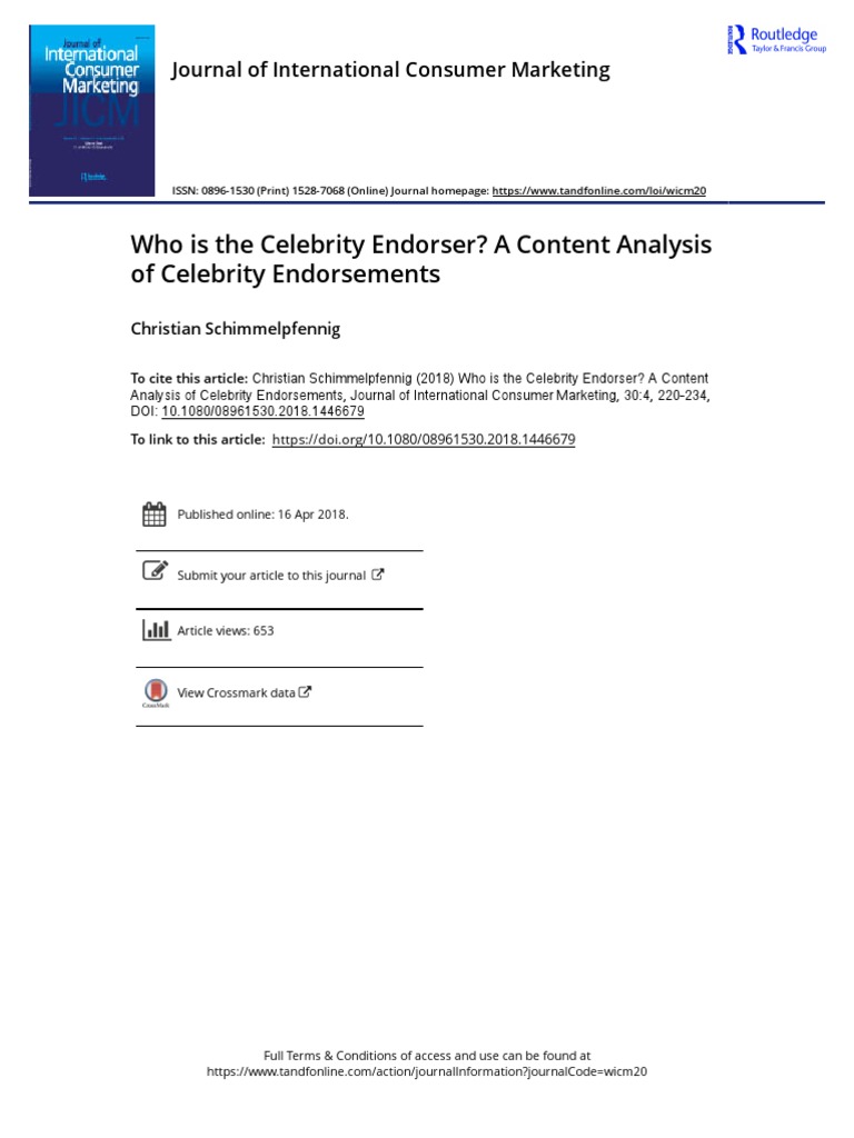 Who Is The Celebrity Endorser A Content Analysis of Celebrity ...