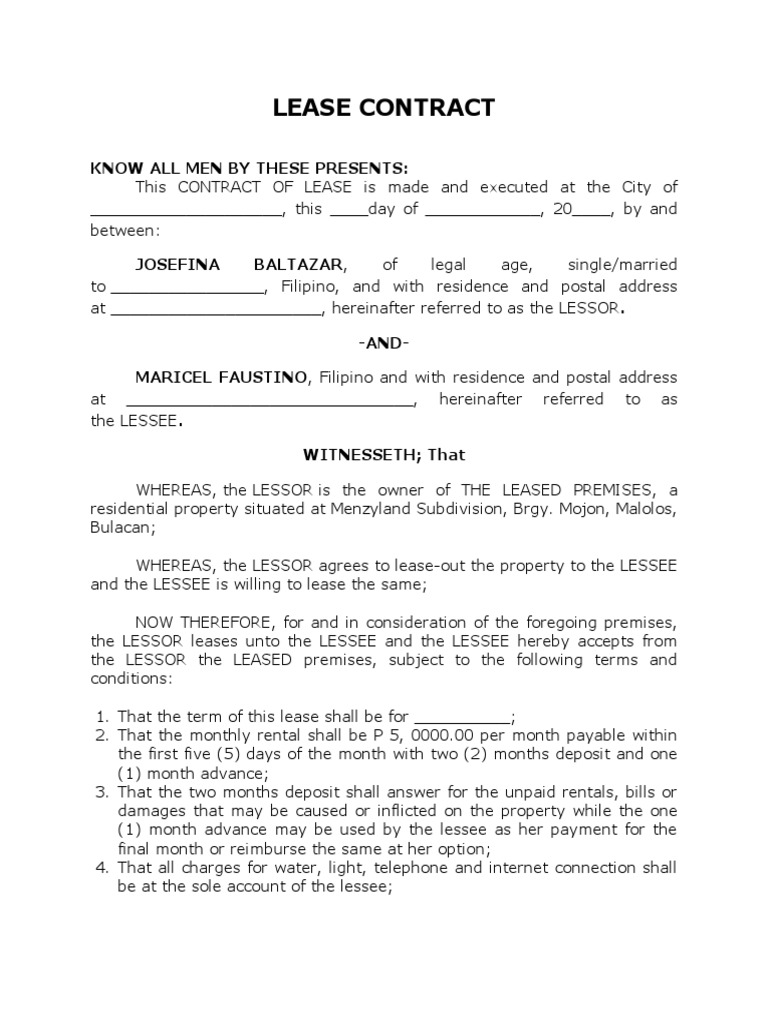 A. Lease Contract | PDF | Lease | Real Property Law