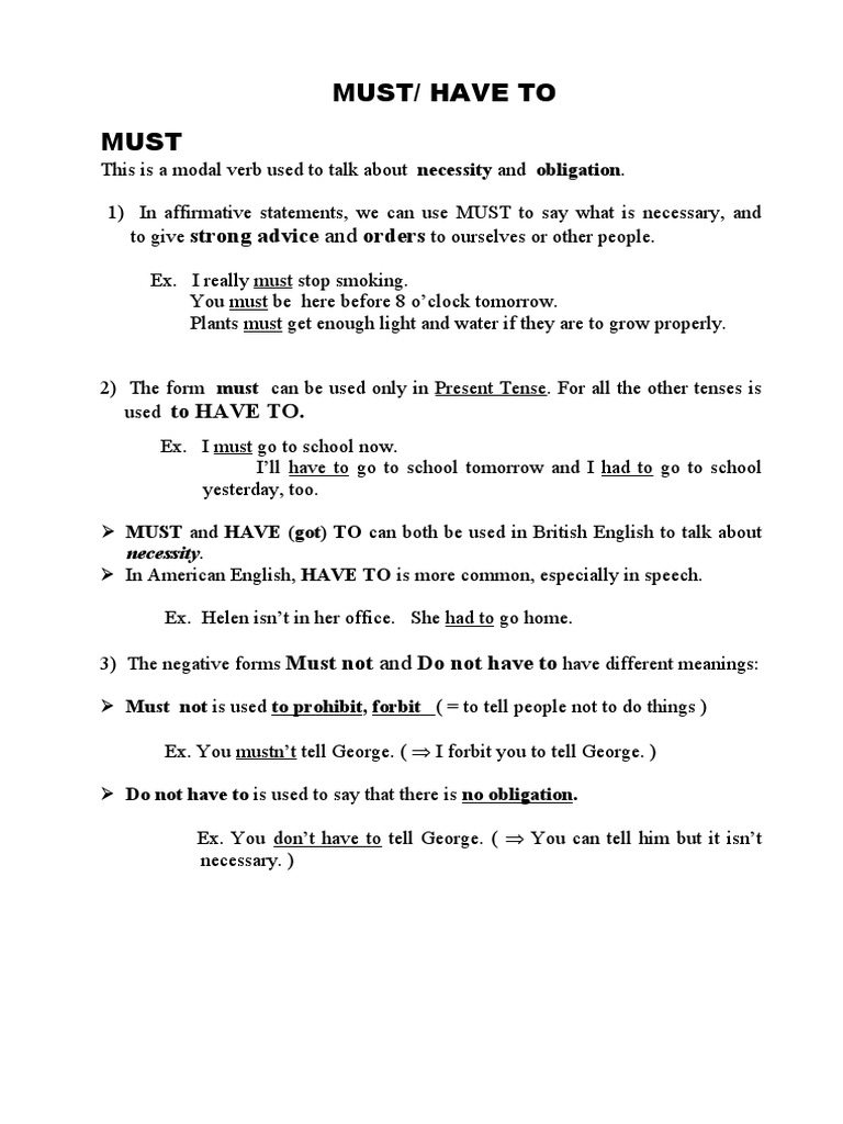 Must/ Have To Must: Strong Advice and Orders | PDF