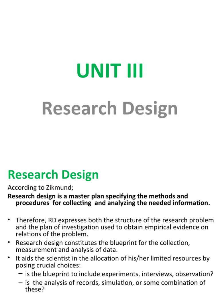 UNIT III - Research Design | PDF | Experiment | Research Design