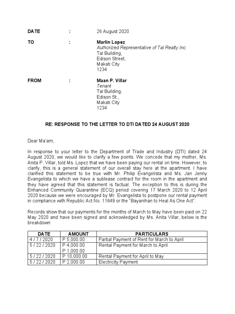 Response Letter - 26 August 2020 | PDF