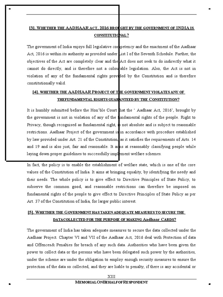 Original Respondent Memorial - Multi Moot | PDF | Policy | Public Sphere