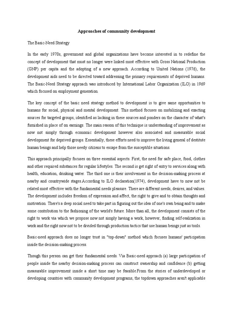 Community Development Approaches Explained Pdf Millennium