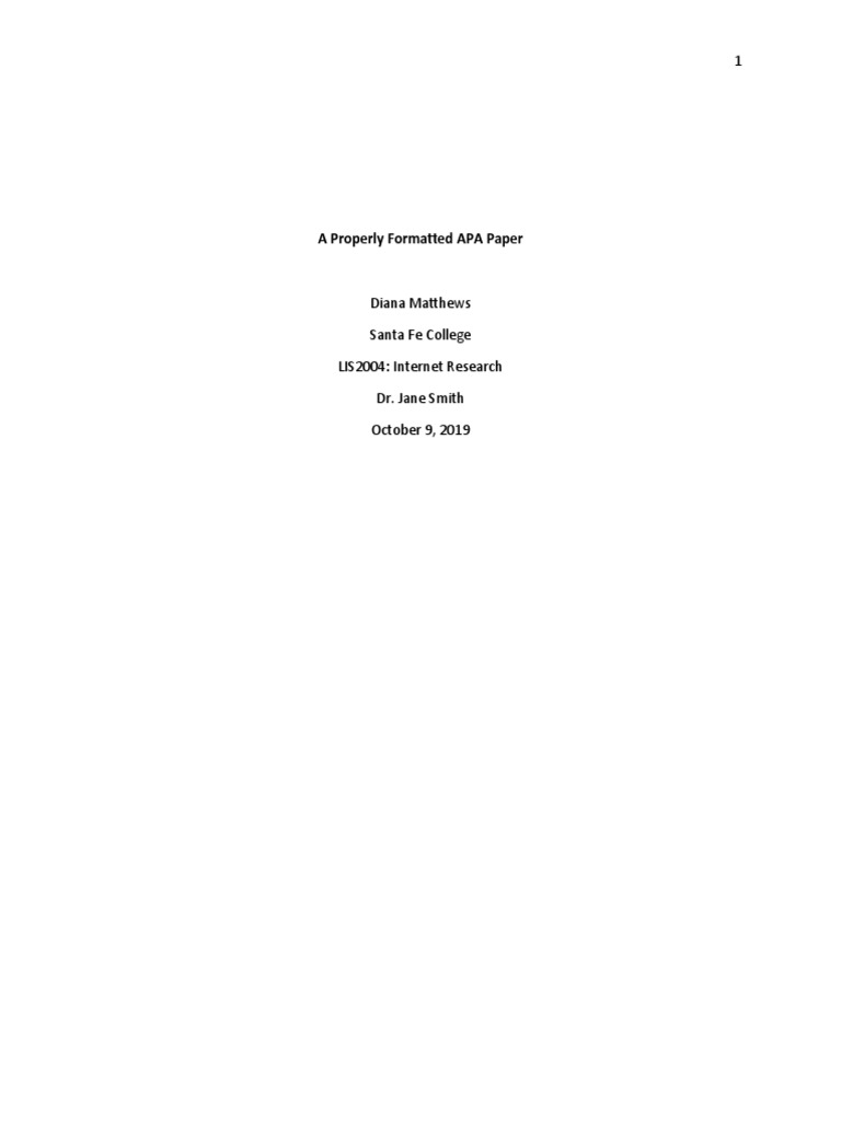 A Properly Formatted APA Paper | PDF