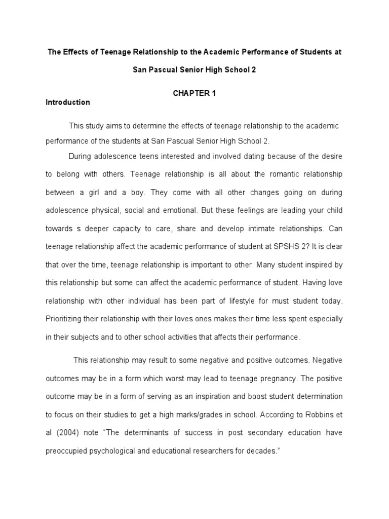 The Effects of Teenage Relationship To The Academic Performance of ...