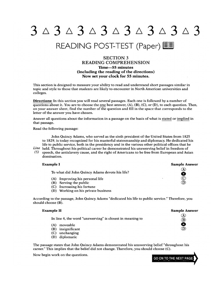 Reading Post-Test TOEFL | PDF
