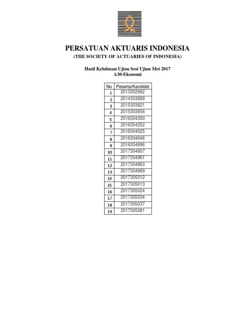 Persatuan Aktuaris Indonesia | PDF