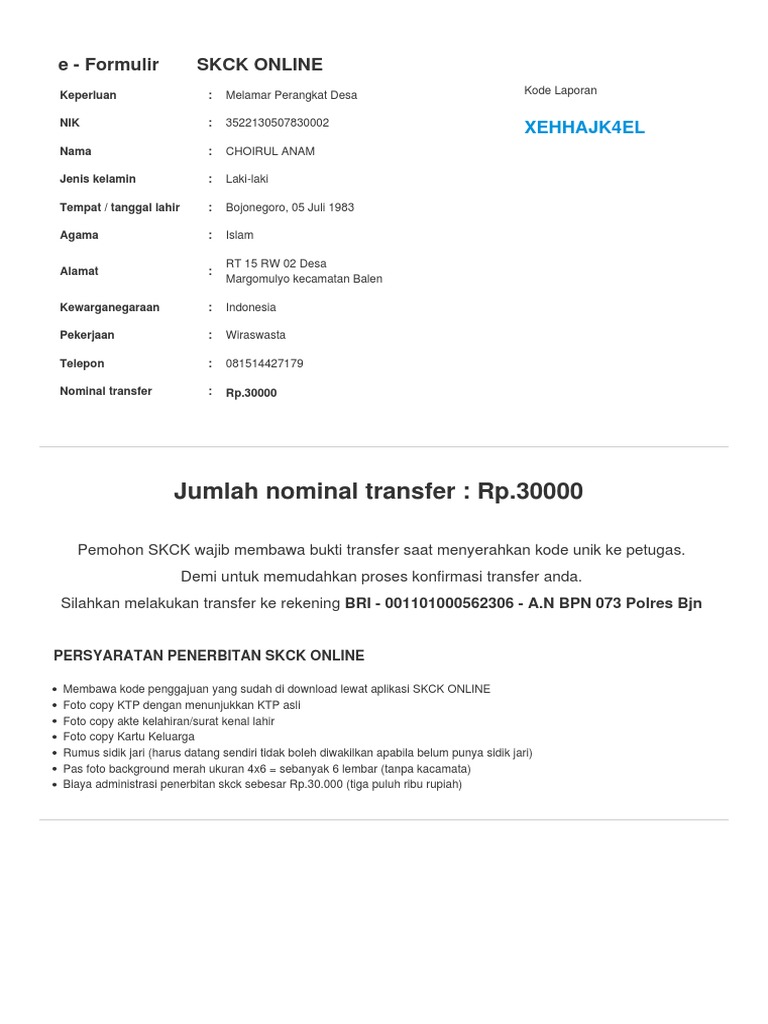 Cetak Formulir SKCK PDF | PDF