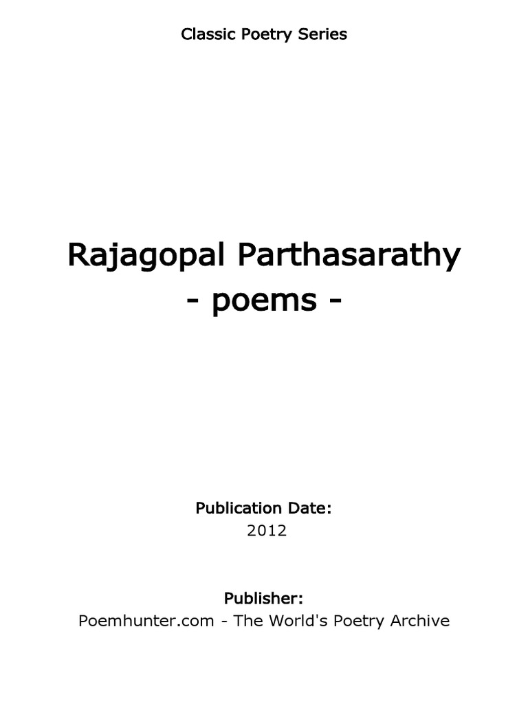 R. Parthasarathy: Poet and Works | PDF | Poetry