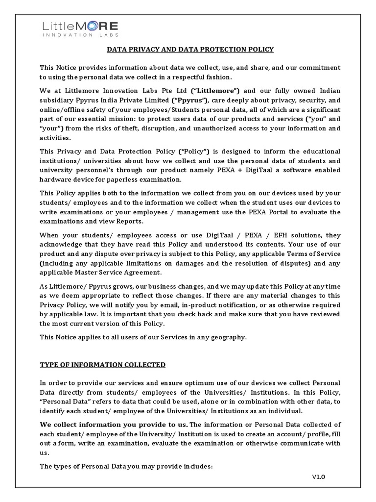 Data Privacy and Data Protection Policy | PDF | Privacy | Information ...