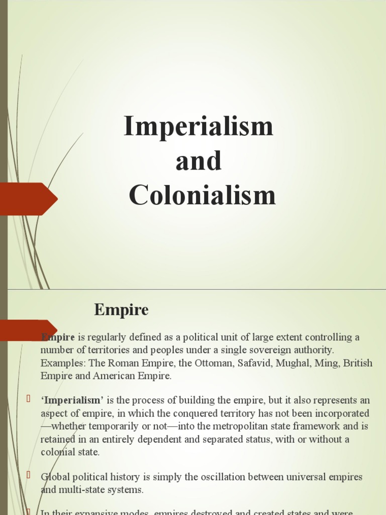 Lecture 6 - Imperialism and Colonialism | PDF | Empire | Imperialism