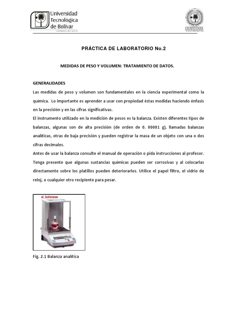PRACTICA DE LABORATORIO No 2 QUIMICA PDF | PDF | Exactitud y precisión ...
