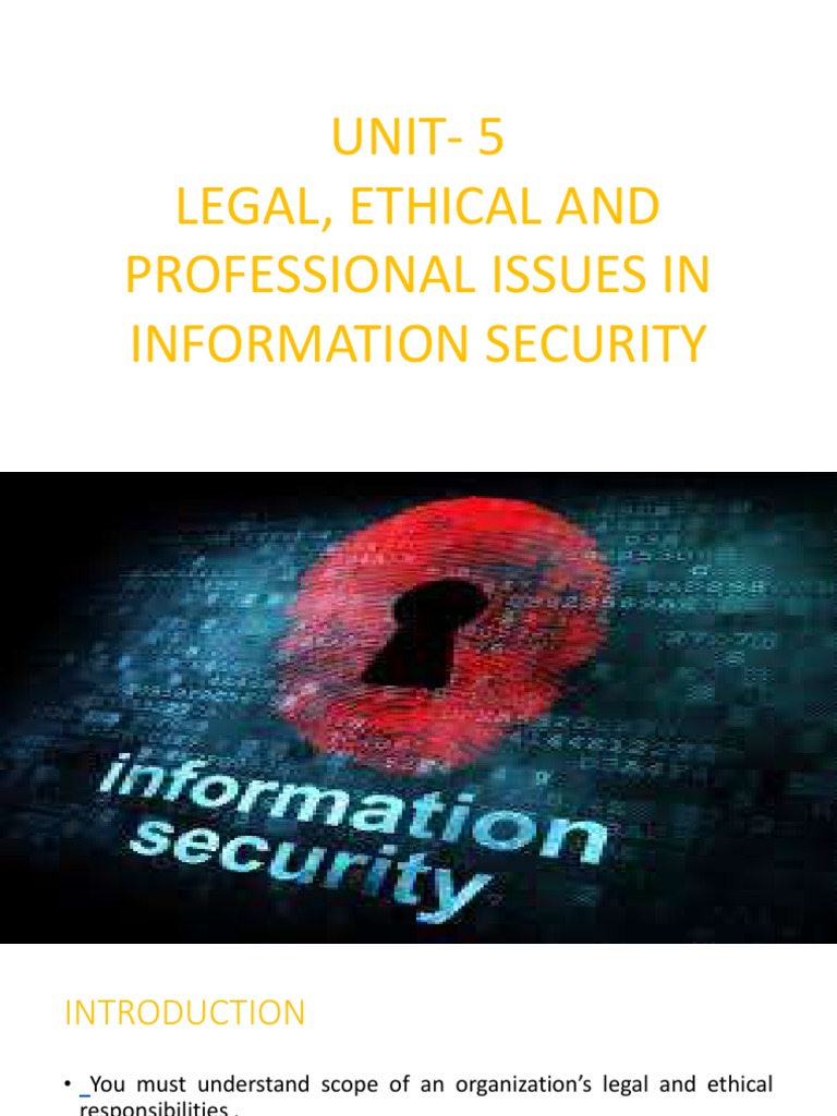 Legal and Ethical Issues in Cybersecurity | PDF | Government ...