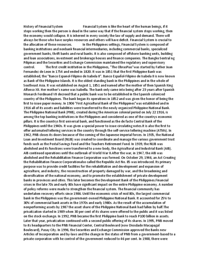 History of Financial System Ol | PDF | Banks | Financial Services