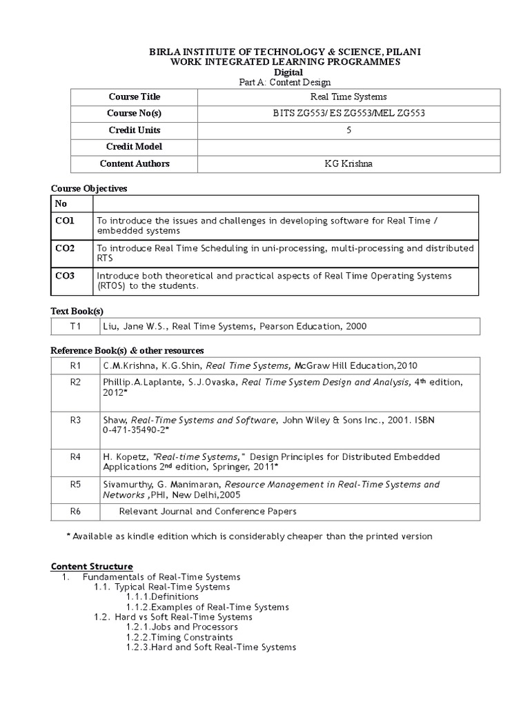 Bits ZG553 RTS | PDF | Scheduling (Computing) | Real Time Computing