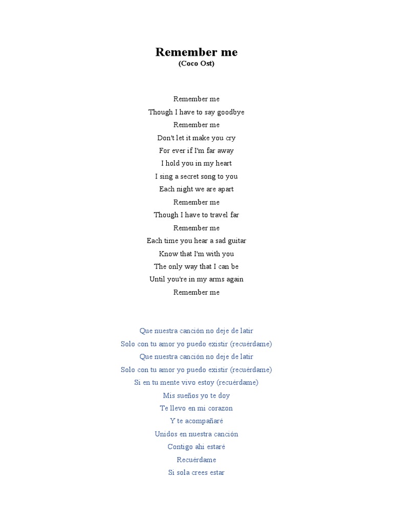 Remember Me COCO | PDF