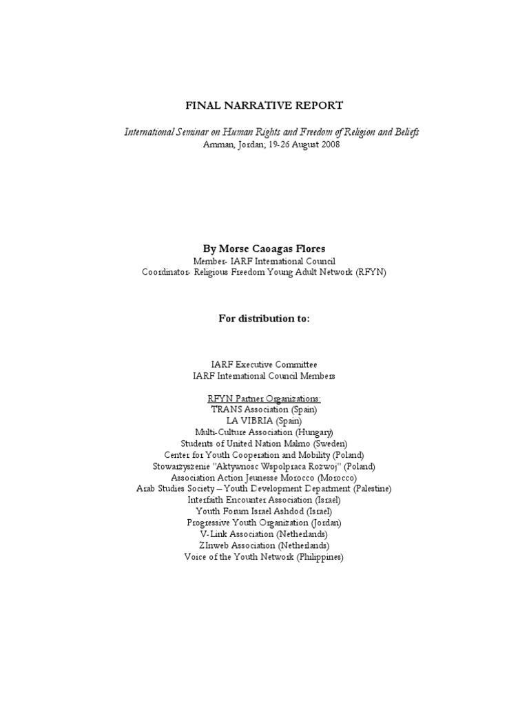RFYN Jordan Seminar Final Narrative Report PDF | PDF | Interfaith Dialogue | Human Rights