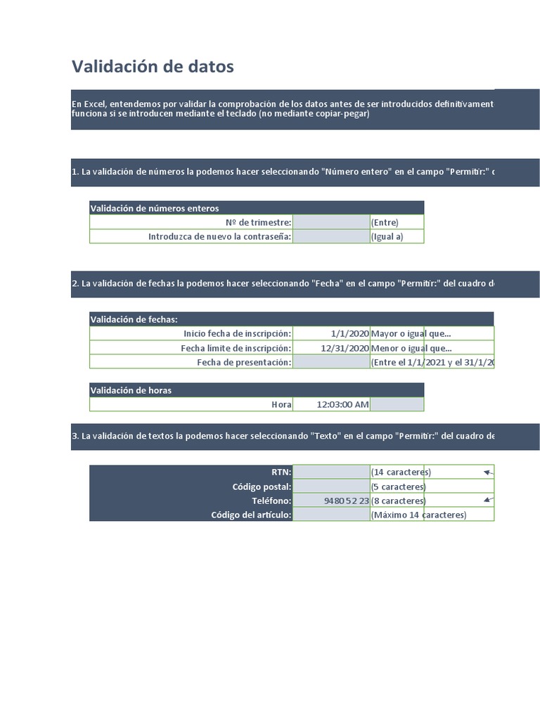 Validación de Datos | Descargar gratis PDF | Informática | Informática ...