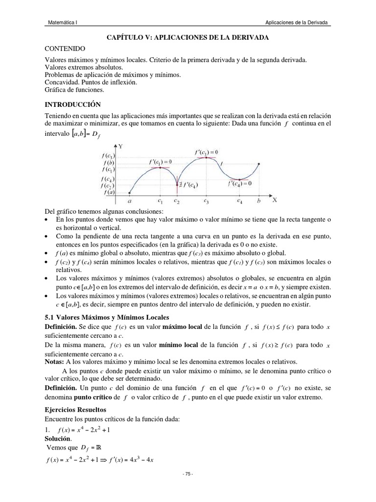 Capítulo 5 - Aplicaciones de La Derivada PDF | PDF | Máximos y mínimos | Derivado