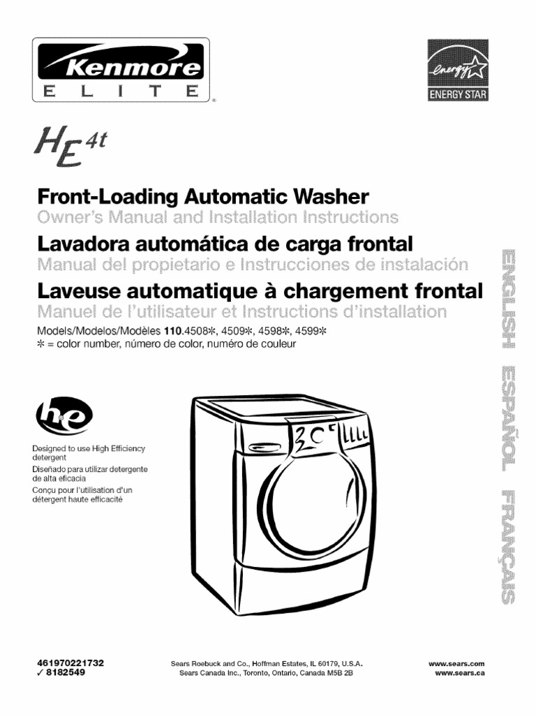 Kenmore Washer Manual | PDF | Washing Machine | Ac Power Plugs And Sockets