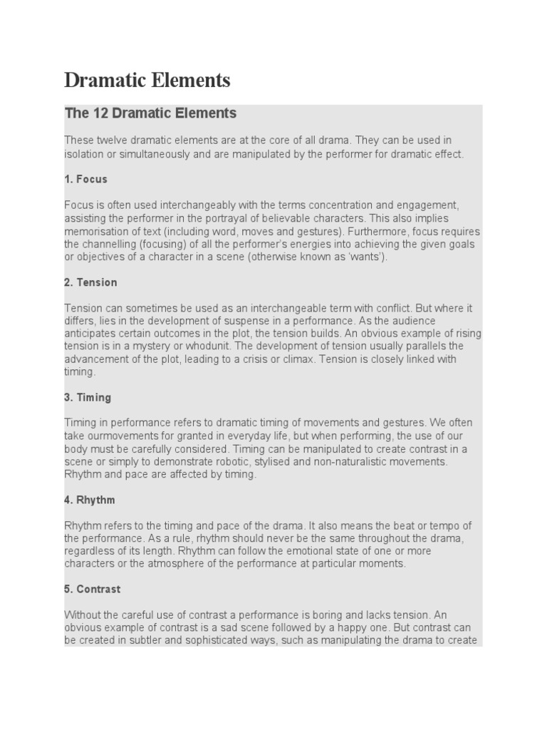 Dramatic Elements | PDF | Actor | Theatre