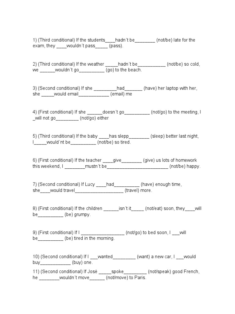 Conditionals Workshop 1 | PDF