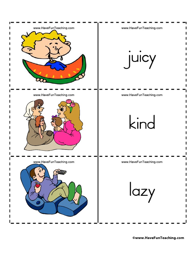 Adjective-Flash-Cards 12 | PDF