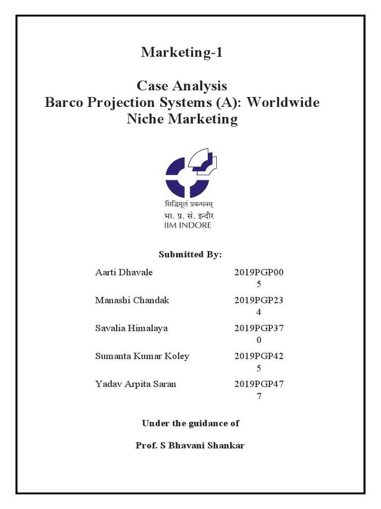 Marketing-1 Case Analysis Barco Projection Systems (A) : Worldwide Niche Marketing | PDF | Sony ...
