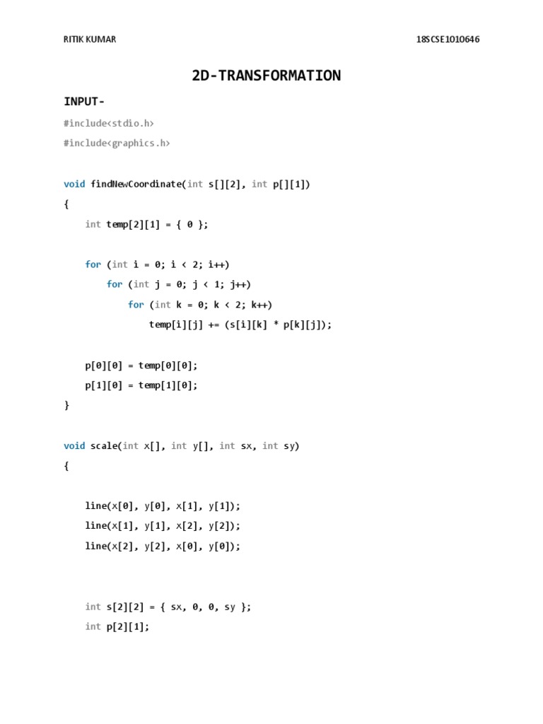 2D Transformation | PDF
