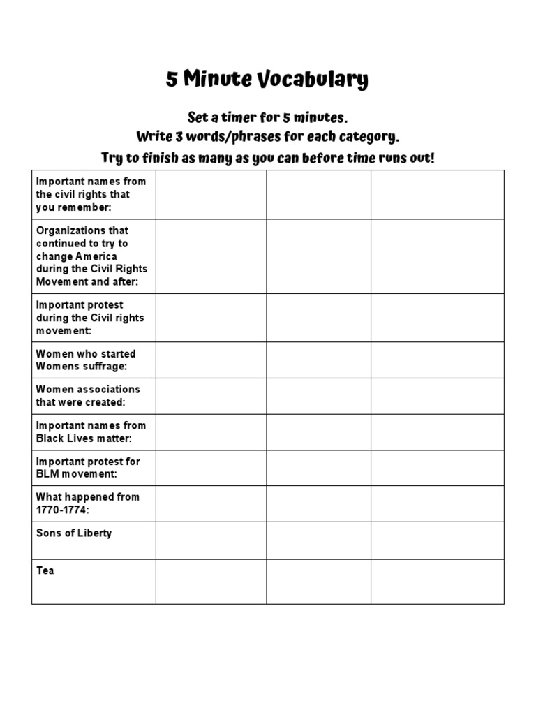 5 Minute Vocab | PDF