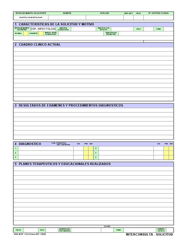 Form. 007 INTERCONSULTA | PDF | Medicina | Cuidado de la salud