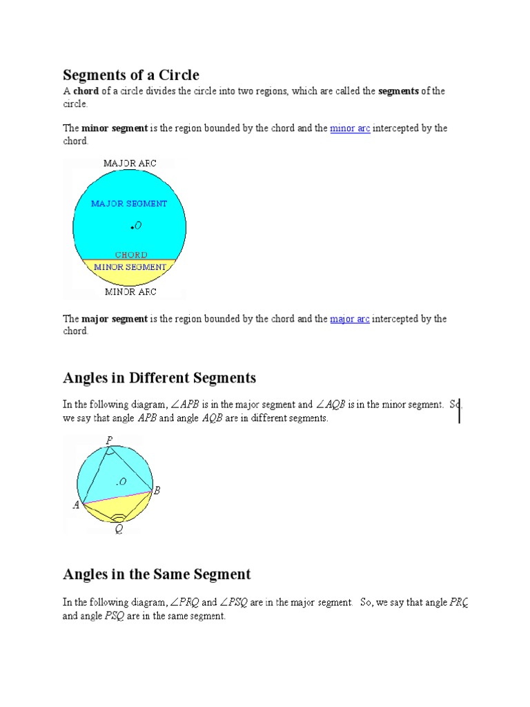 Segments of A Circle | PDF | Computing And Information Technology | Circle