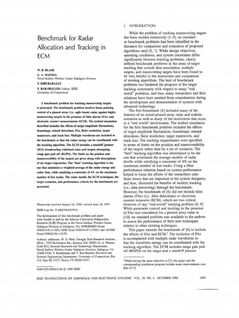 Benchmark For Radar | PDF | Radar | Signal To Noise Ratio