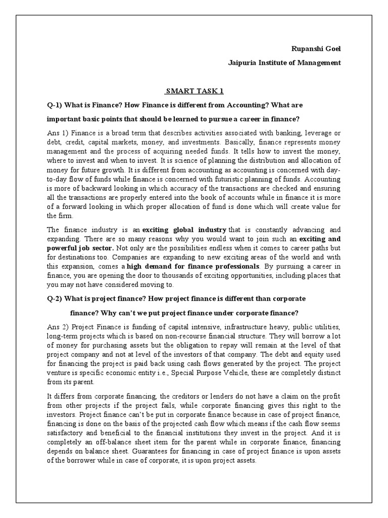 Rupanshi Goel (ST 1) | PDF | Loans | Project Finance