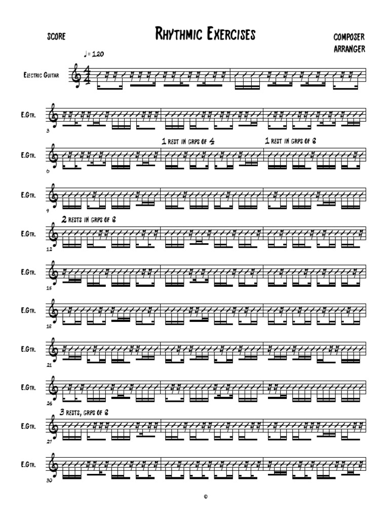Rhythmic Exercises: Composer Score Arranger | PDF | Rhythm And Meter ...