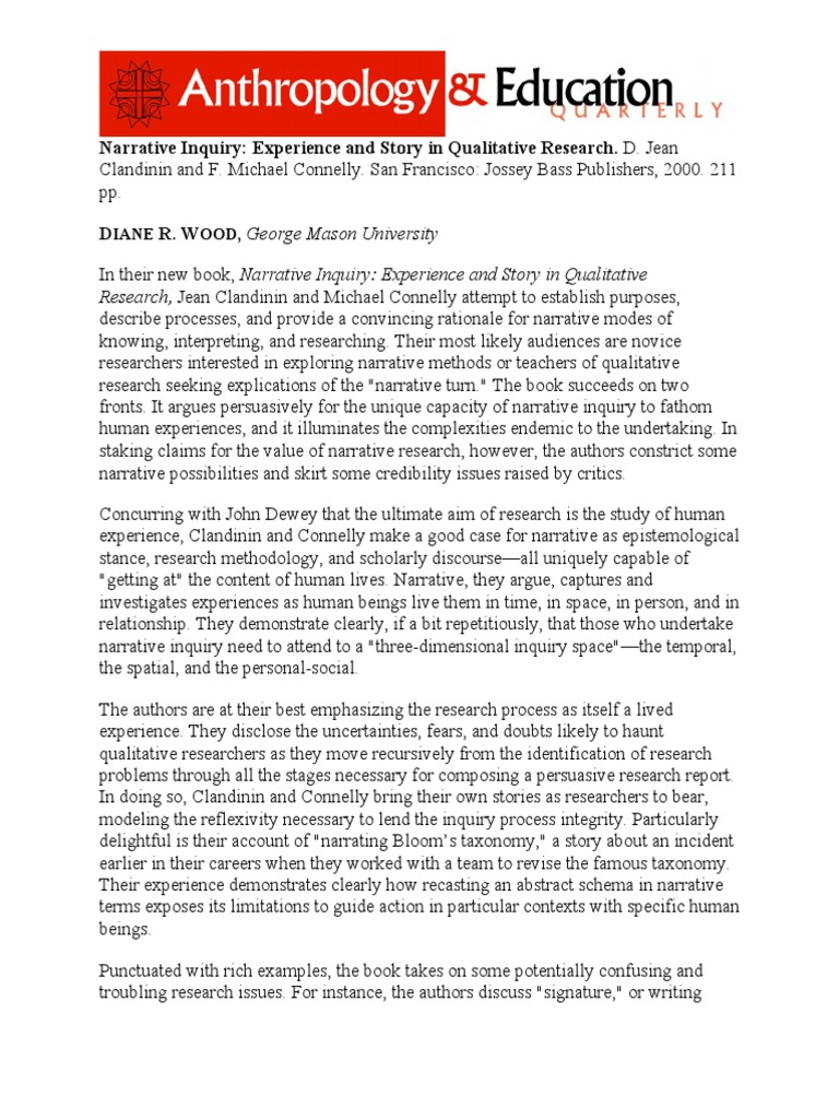 Narrative Inquiry: Experience and Story in Qualitative Research. D. Jean | PDF | Narrative ...