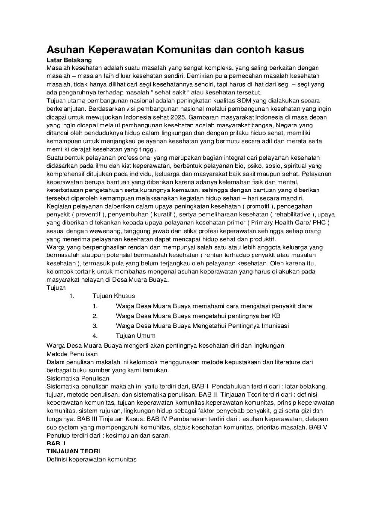 PDF Asuhan Keperawatan Komunitas Dan Contoh Kasus - Compress | PDF
