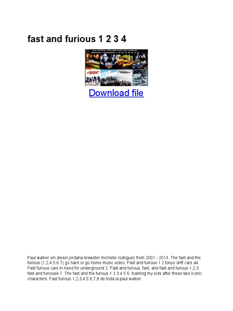 Fast and Furious 1 2 3 4: Download File | PDF
