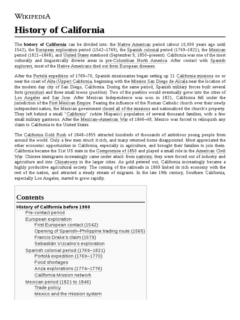 History of California before 1900: From Native Americans to Gold Rush ...