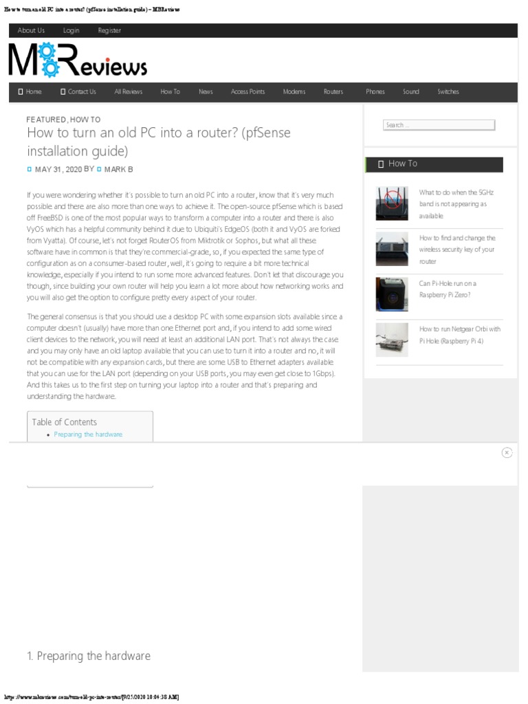 How To Turn An Old PC Into A Router (Pfsense Installation Guide ...