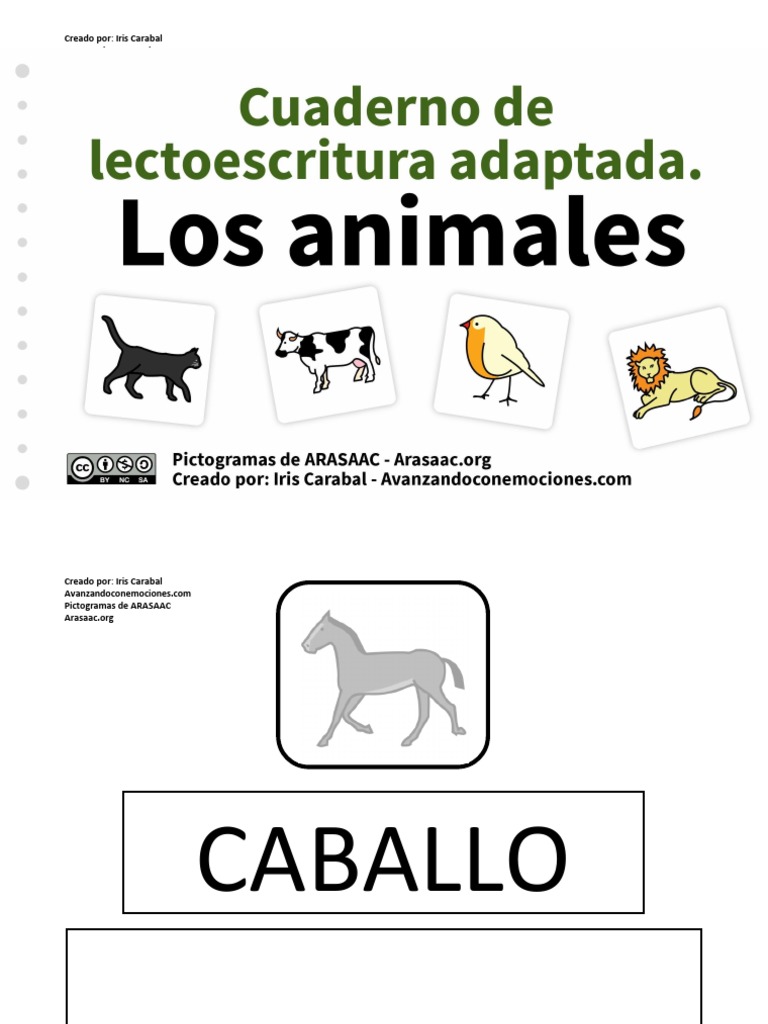 Cuaderno - Lectoescritura - Adaptada - Animales | PDF | Naturaleza