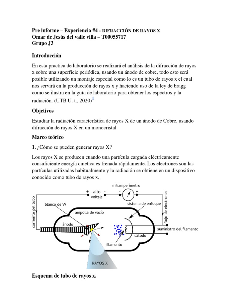 Pre Informe Efecto Compton PDF | PDF | Rayo X | Cristalografía de rayos X